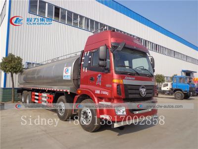 China Foton Auman 8X4 30cbm Fresh Milk Transport Tank Truck 24500L Stainless Steel for sale