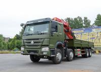 China SINOTRUK HOWO 8x4 420HP Truck with 14T SANY Hydraulic Crane - 12 Wheels 25T GVW for sale