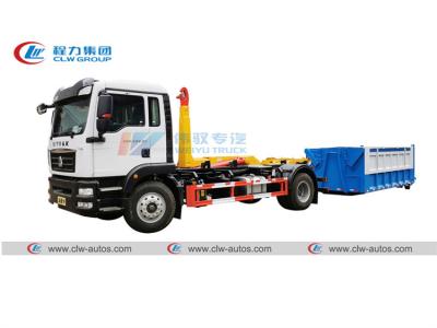 China Sinotruk 10 Ton Hook Lift Garbage Truck 220 HP Hydraulic Tipping Box for sale