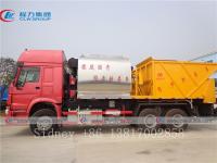 China HOWO 6x4 Stainless Steel Q304-2B Asphalt Paving Truck 8m3 Tank 12m3 Stone Hopper for sale