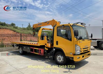 China ISUZU 4x2 5T Flatbed Towing Truck with XCMG Crane - 120HP Euro IV Engine, 4000kg Capacity for sale