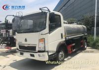 China Sinotruk HOWO 4x2 RHD 5000L Stainless Steel Water Tanker Truck with 116HP Engine and 90km/h Speed for sale