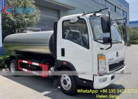 China Sinotruk Howo 4x2 5000L Stainless Steel Milk Transport Tank Truck with CIP Cleaning for sale