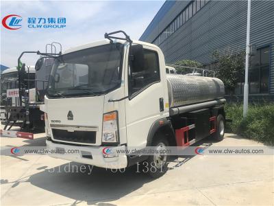 China Sinotruk Howo 5cbm 304 Stainless Steel Water Tank Truck 5000Liters 4x2 for sale
