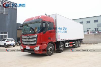 China Foton 8x4 9.6m Long Distance Refrigerated Box Truck 430HP 31000kg GVW for sale