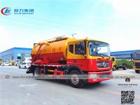 China Dongfeng D9 Duolicar 15000Liters Vacuum Sewer Tank Truck 4x2 Cummins 190HP for sale