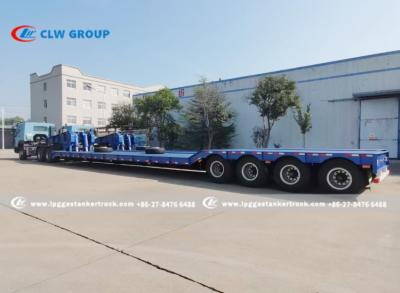 China 4 Axle 60T Lowbed Lowboy Drop Deck Semi Trailer Hydraulic Power Gooseneck 13000x3000mm for sale