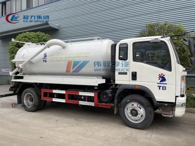 China HOWO 8cbm 4x2 Vacuum Sewage Suction Truck 8000L Carbon Steel Tank for sale