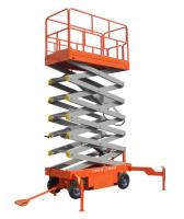 China 0.75 Kw 2T Electric Mobile Scissor Lift 300Kg Manlift Platform Rough Terrain for sale
