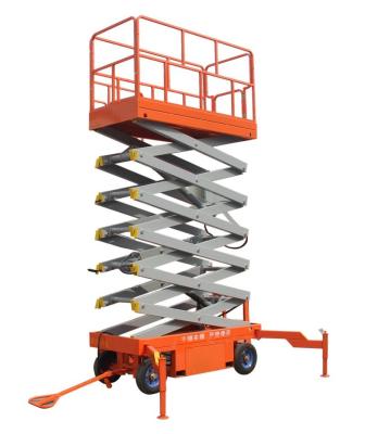 China 0.75 Kw 2T Electric Mobile Scissor Lift 300Kg Manlift Platform Rough Terrain for sale