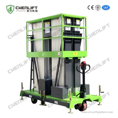 China 10 Meters Platform Height 300Kg Loading Capacity Quadruple Mast Aerial Work Platform With Pulling Device for sale