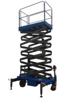 China Working Height 14m Mobile Scissor Lift 450Kg Loading Capacity of Manual Pushing and Rain-proof Control Cabinet for sale