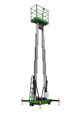 China 8m Lifting Height Mobile Aluminum Aerial Work Platform Double Mast Long Work Time 200Kg Loading Capacity for sale