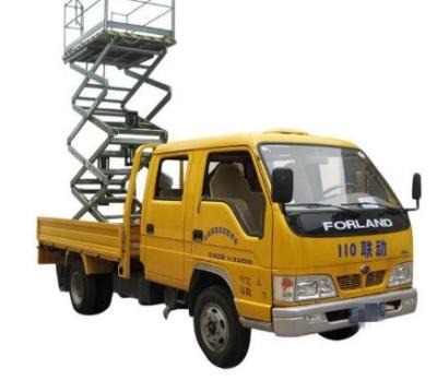 China 12m 450kg Loading Capacity Truck Mounted Scissor Lift with Auxiliary Lowering System for sale