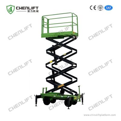 China 6 Meters Semi-Electric Mobile Scissor Lift Man Lifts in Green 1 Ton Capacity for sale