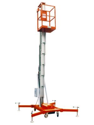 China Manual Pushing Aerial Work Platform Single Mast 10m Manlift 130Kg Loading Capacity for sale