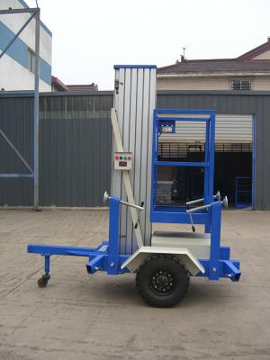 China 9M Platform Height 130KG Loading Capacity Single Mast Aluminum Aerial Work Platform for Star Hotels / Business Hall for sale