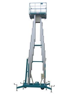China 12M Platform Height Triple Mast Aluminum Aerial Work Platform with 300KG Loading Capacity for sale