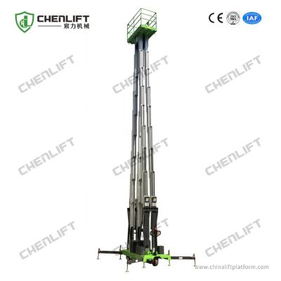 China Aluminum Type Aerial Work Platform With Lifting Height 14m Platform Height Quadruple Mast 300Kg for sale