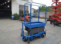 China Blue Push Motorcycle Scissor Lift  Platform 3 Meter High / 500Kg Loading for sale