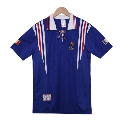 China France 1996 Retro Home Football Jersey - Authentic Blue Crew Neck Design with Vintage Badging for Collectors for sale