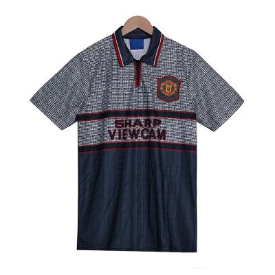 China Manchester City 1995-1996 Second Away Retro Jersey - Authentic Vintage Football Shirt with Classic Navy/Sky Blue Design for sale