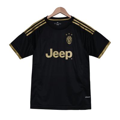 China Juventus 2015-2016 Retro Second Away Jersey - Black & Pink Stripes Authentic Football Kit for sale