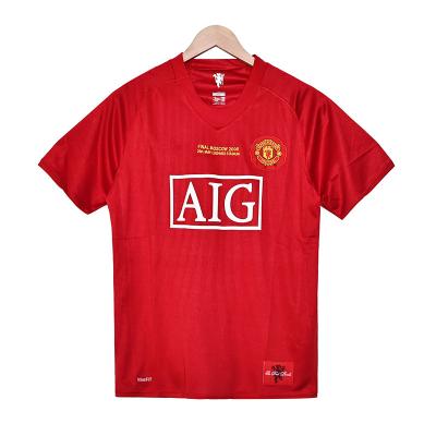 China Manchester United 2007 Retro Home Football Jersey - Classic Red Design with 100% Polyester Fabric for sale