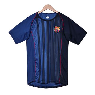 China Barcelona 2004 Retro Away Football Jersey - Authentic Ronaldinho Era Replica with Deep Navy & Maroon Design for sale