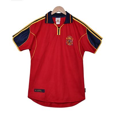 China Spain 2000 Retro Home Fan Edition Football Jersey - Classic Red Design with Crew Neck Collar and Moisture-Wicking Fabric for sale