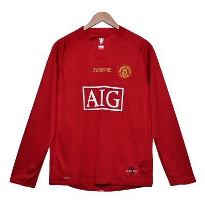 China Manchester United 2007-2008 Retro Home Long Sleeve Jersey - Collector Edition Football Memorabilia for sale