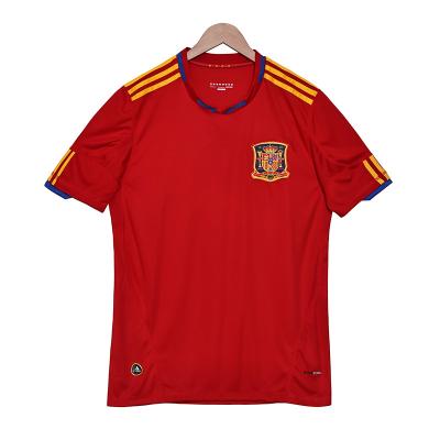 China Spain 2010 World Cup Retro Home Football Jersey Classic Red Yellow Design Polyester for sale