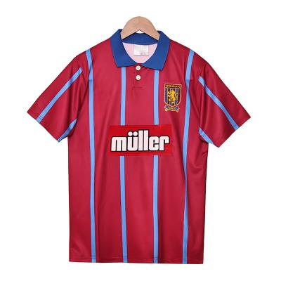 China Aston Villa 1993-1995 Home Retro Football Jersey - Claret & Blue Stripes, Embroidered Badge, Classic 90s Design for sale