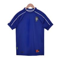 China Brazil Retro 1998 World Cup Away Football Jersey Classic Reproduction Blue White for sale
