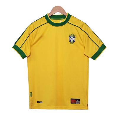 China Brazil 1998 Retro World Cup Home Jersey Replica - Authentic Design with Custom Name & Number Printing Options for sale