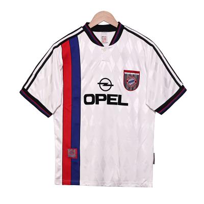 China Bayern Munich 1995-1996 Away Jersey Replica - White with Red/Blue Stripes - Authentic Retro Football Shirt for sale