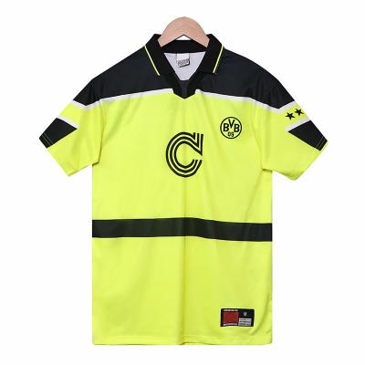 China Borussia Dortmund 1996-1997 Retro Home Jersey - Authentic Replica with Yellow Black Stripes and Embroidered Crest for sale