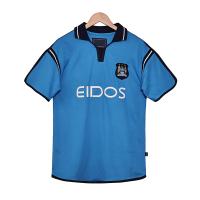 China 2001-2002 Manchester City Home Retro Football Jersey - Classic Sky Blue Design with White Accents, Available in XS-XXL Sizes for sale