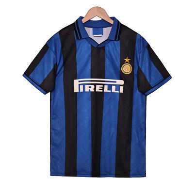 China Inter Milan 1995-1996 Home Retro Jersey - Classic Blue Black Stripes Football Shirt with Crew Neck Collar for sale