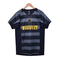 China Inter Milan 2004-2005 Second Away Retro Football Jersey - Authentic Black & Blue Stripes Replica for sale