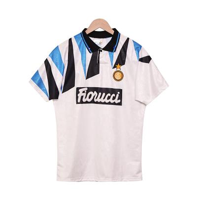 China Inter Milan 1992-1993 Retro Away Jersey - White Blue Black Pinstripe Design with Embroidered Crest for sale
