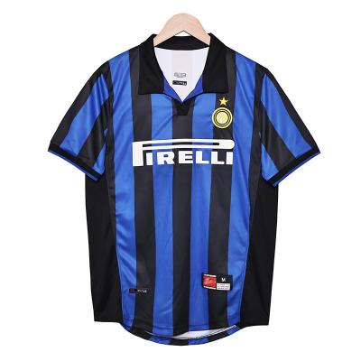 China Inter Milan 1998-1999 Home Retro Jersey - Authentic Blue Black Stripes Quick Drying Fabric Unisex Fit for sale