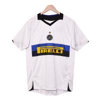 China 2005-2006 Inter Milan Retro Away Jersey Classic Reproduction - White with Blue/Black Stripes - Multiple Sizes for sale