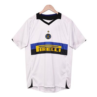 China 2005-2006 Inter Milan Retro Away Jersey Classic Reproduction - White with Blue/Black Stripes - Multiple Sizes for sale