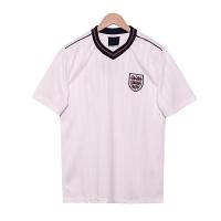 China England 1986 World Cup Retro Home Football Jersey - Classic White with Blue Trim, Customizable Team Uniform for sale