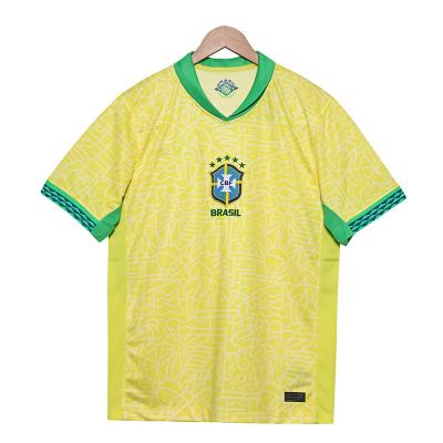 China 2024-2025 Brazil Home Fan Edition Football Jersey Customizable Bulk Order 100% Polyester for sale