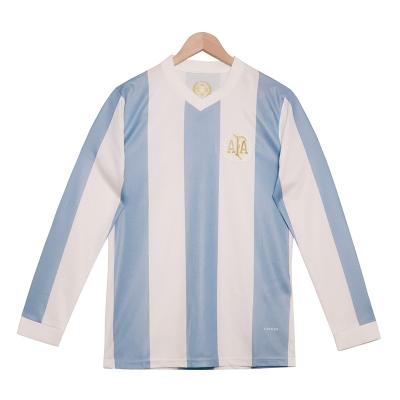China Custom Argentina 50th Anniversary Long Sleeve Retro Jersey Bulk Order for sale