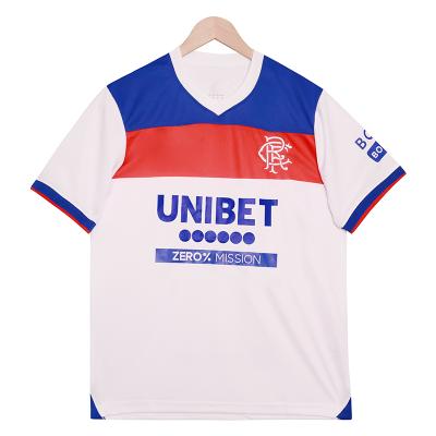China Custom Rangers Away Fans Jersey Breathable Polyester Team Logo Group Printing Bulk Order for sale