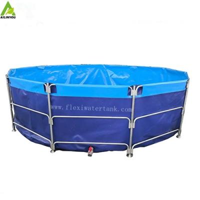 China Lightweight and Durable PVC Fish Farming Tank for Easy Transportation with Galvanized steel pipe for sale