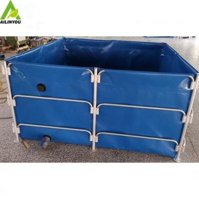China Factory Direct supply  Mobile PVC  Tarpaulin Fish Farming Tank Galvanized Steel Pipe frame Square Fish tank  5000 Liter for sale